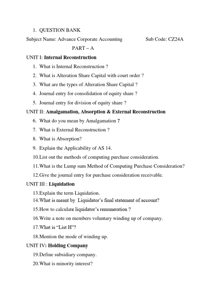 Important Que Advanced Cor Acc | PDF | Cost Of Living | Equity (Finance)