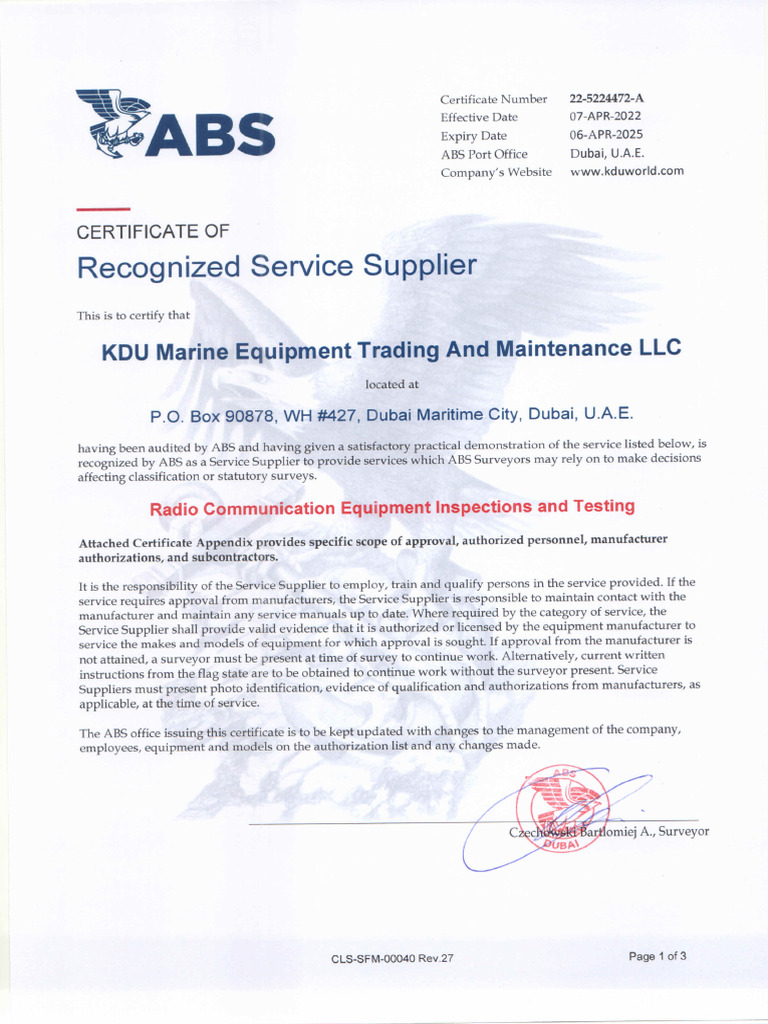 ABS Radio Communication Equipment Inspection and Testing 06.04.2025 | PDF