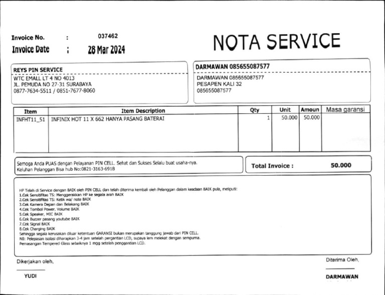 Nota Service | PDF