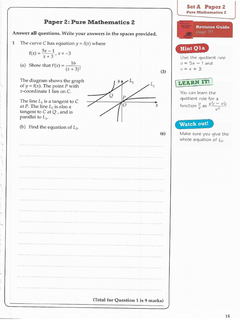 Set A Paper 2 Pure Maths Questions | PDF