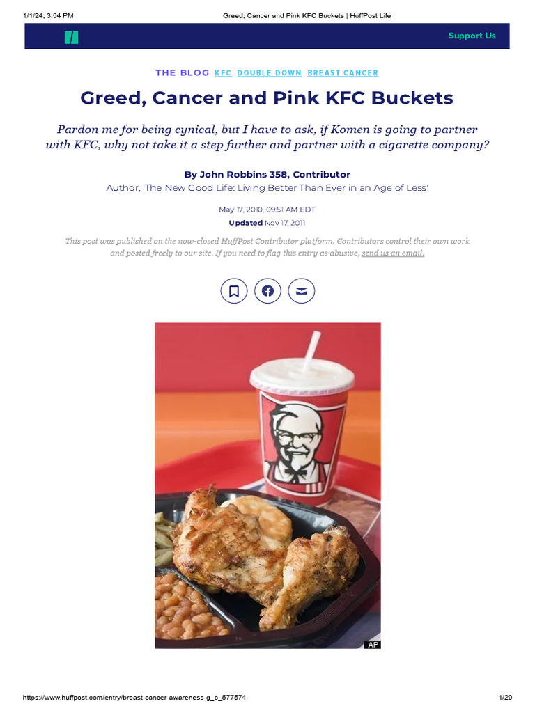 Greed and Pinkwashing at KFC | PDF | Mammography | People For The ...