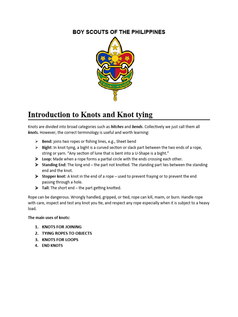 Essential Knots for Boy Scouts | PDF | Knot | Ropework