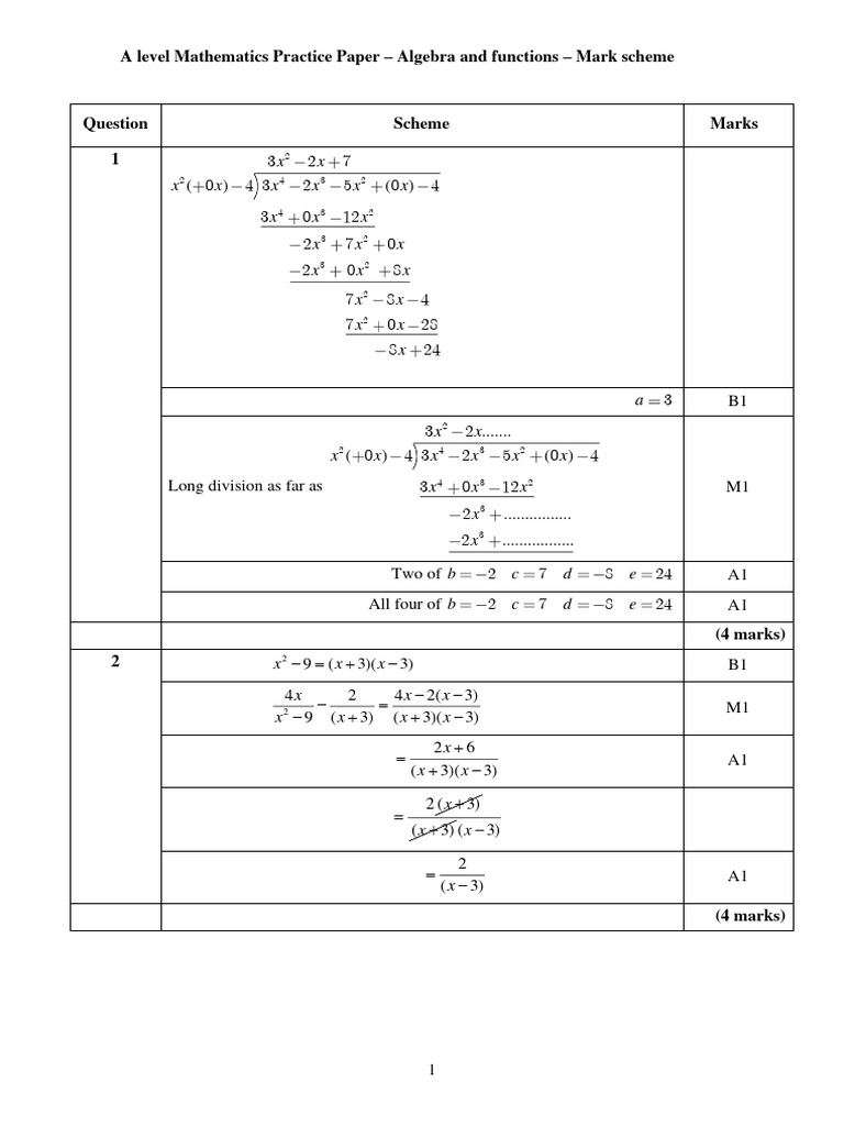 A Level Maths: Algebra Practice Paper | PDF | Complex Number | Mathematics