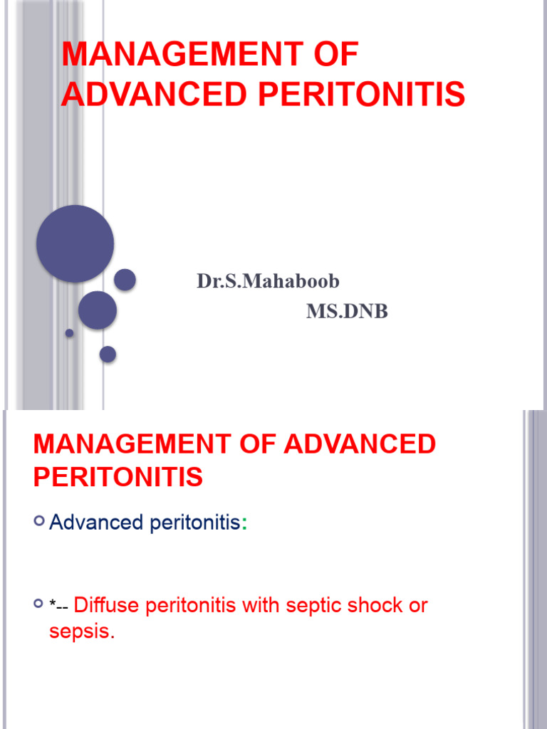 Management of Advanced Peritonitis PP T | PDF | Sepsis | Shock ...