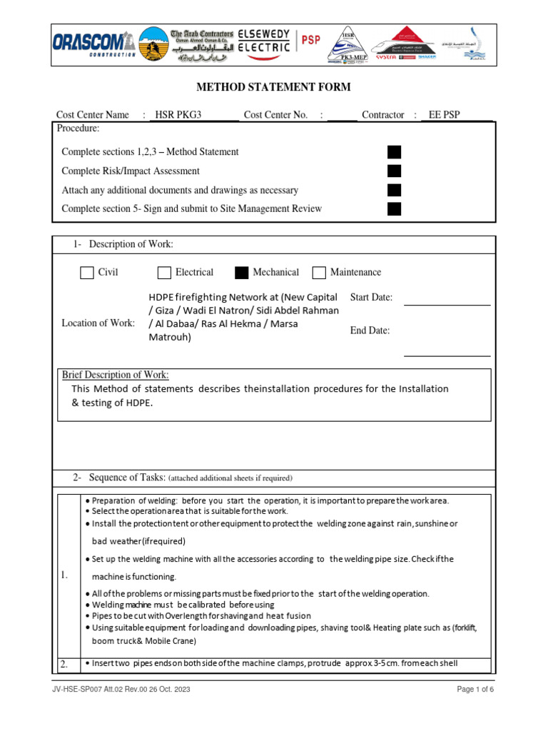 Ms Installation Testing Of Hdpe Pdf Pipe Fluid Conveyance
