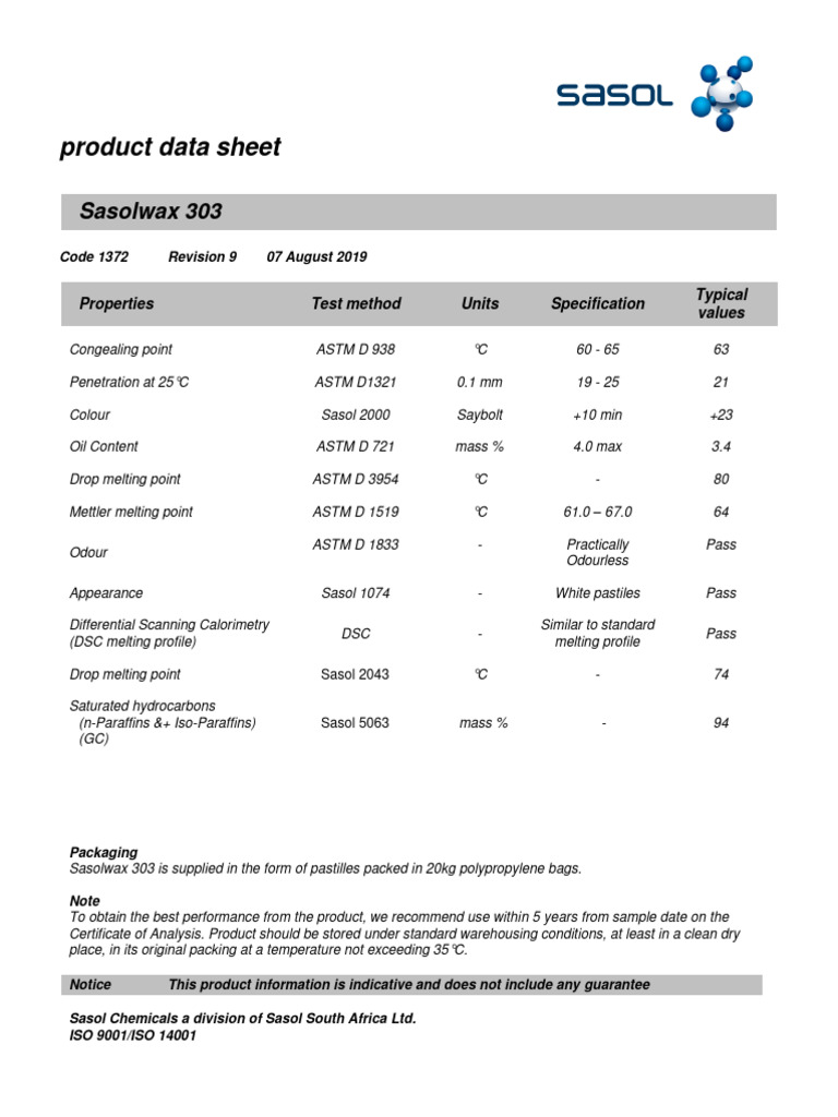 7ba2a8c8-A799 - ZA - Sasolwax 303 - EN-ZA | PDF