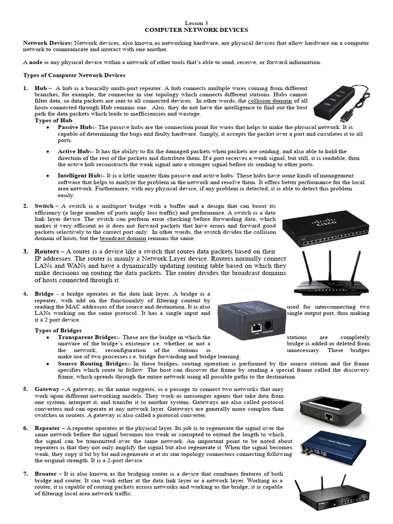 Lesson 3 - Network Devices | PDF