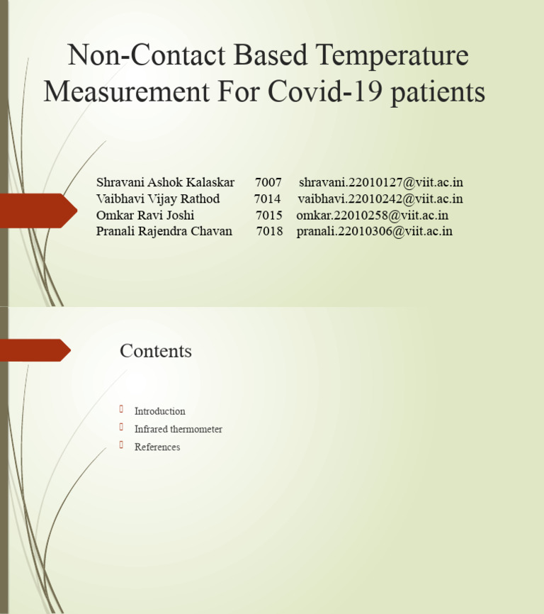 Non-Contact Based Tempreture Measurement Sensors | PDF