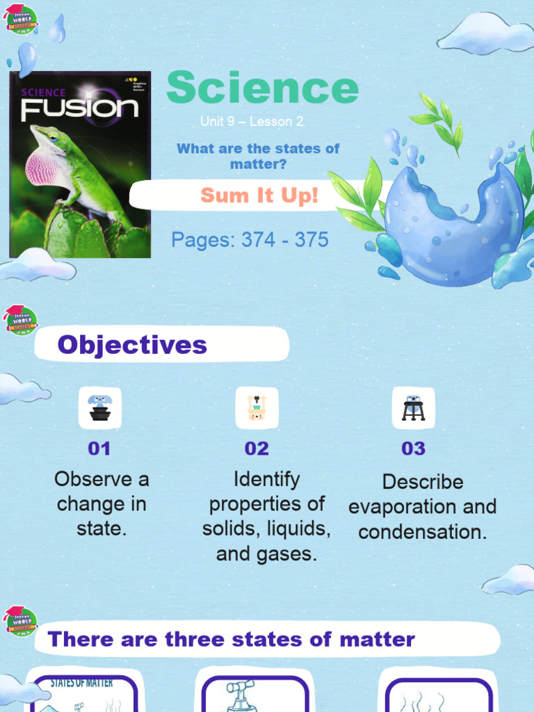 Science - Unit 9-2 - What Are The States of Matter (Sum It Up) - Pg ...