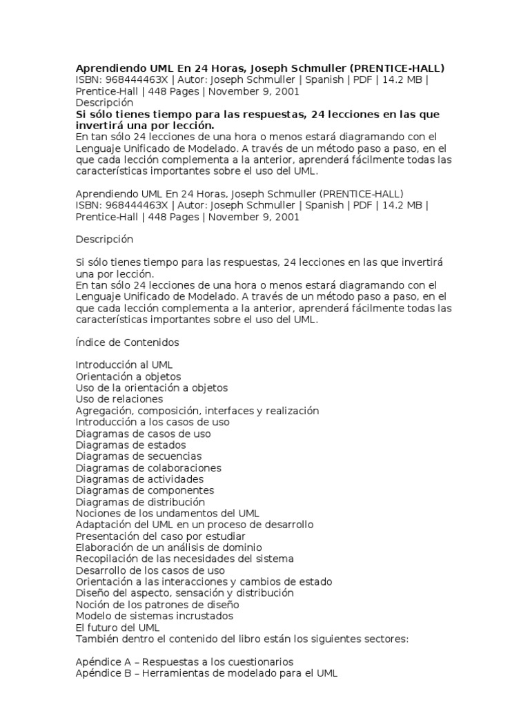 Aprendiendo UML en 24 Horas | PDF | Lenguaje de modelado unificado ... Aprendiendo UML en 24 Horas | PDF | Lenguaje de modelado unificado ...