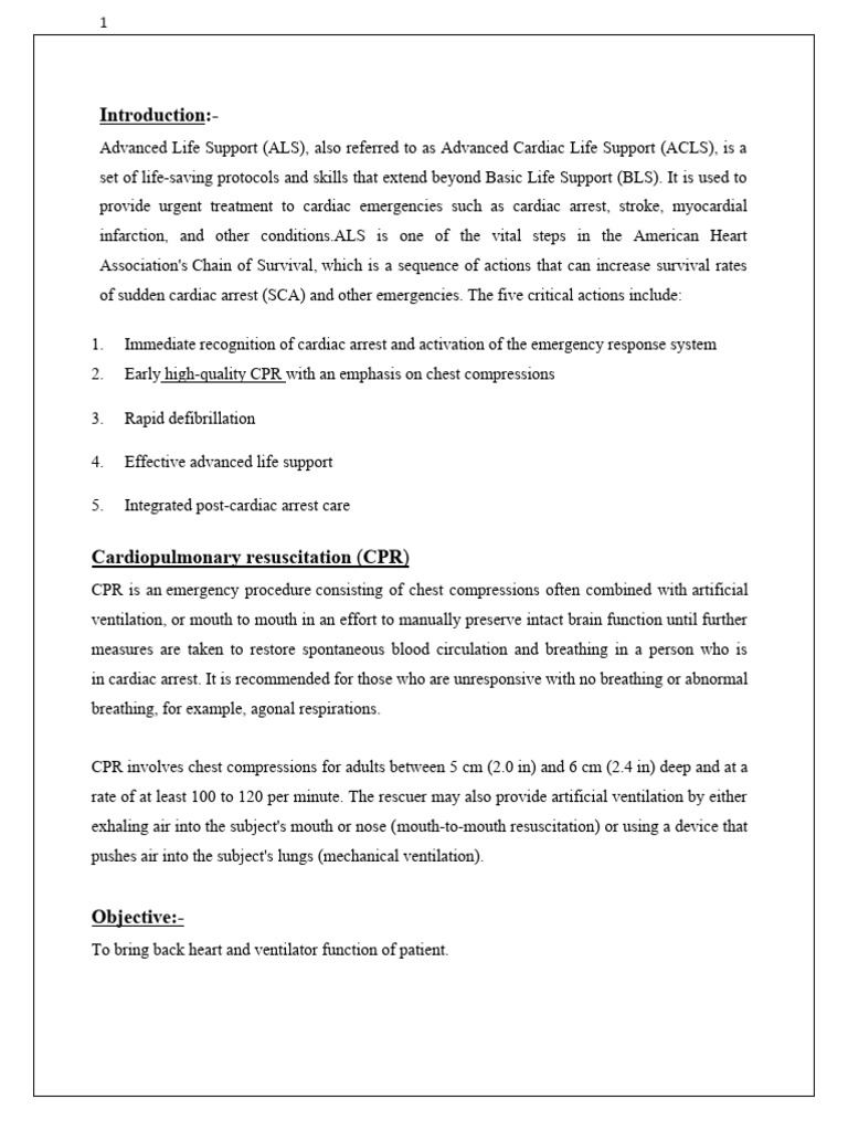 CPR ALS Procedure | PDF | Cardiopulmonary Resuscitation | Cardiac Arrest