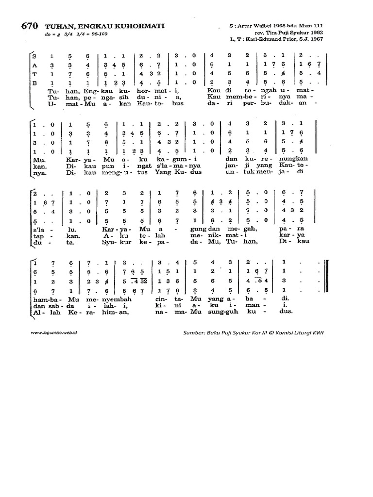 Teks Koor Tuhan Engkau Ku Hormati | PDF