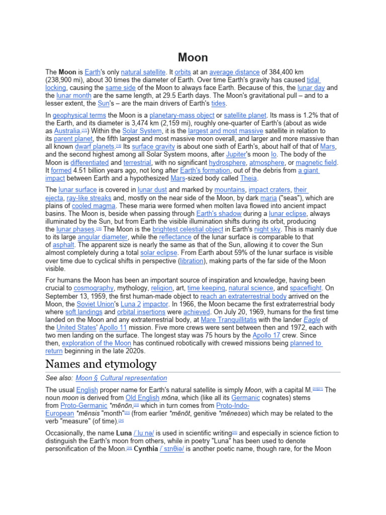 Moon | PDF | Moon | Giant Impact Hypothesis