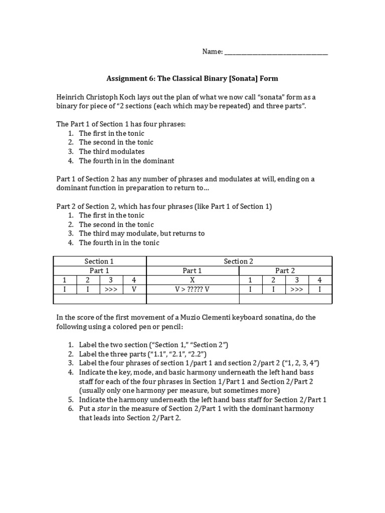 Assignment 6 Sonata Form | PDF | Musical Compositions | Musical Techniques