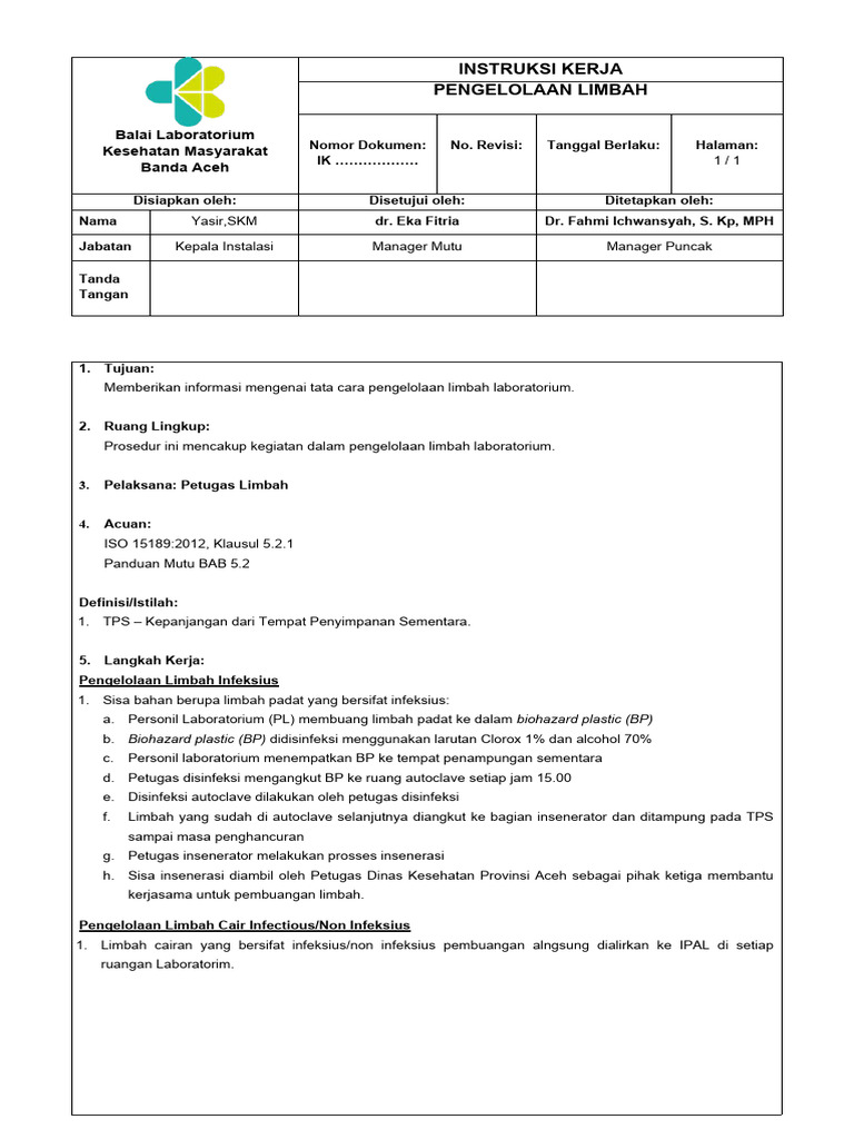 Panduan Pengelolaan Limbah Laboratorium | PDF