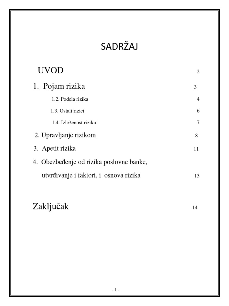 Vrste Rizika Poslovnih Banaka | PDF
