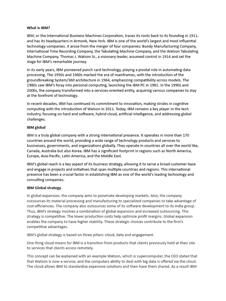 IBM's Global Strategy Overview | PDF | Ibm | Cloud Computing