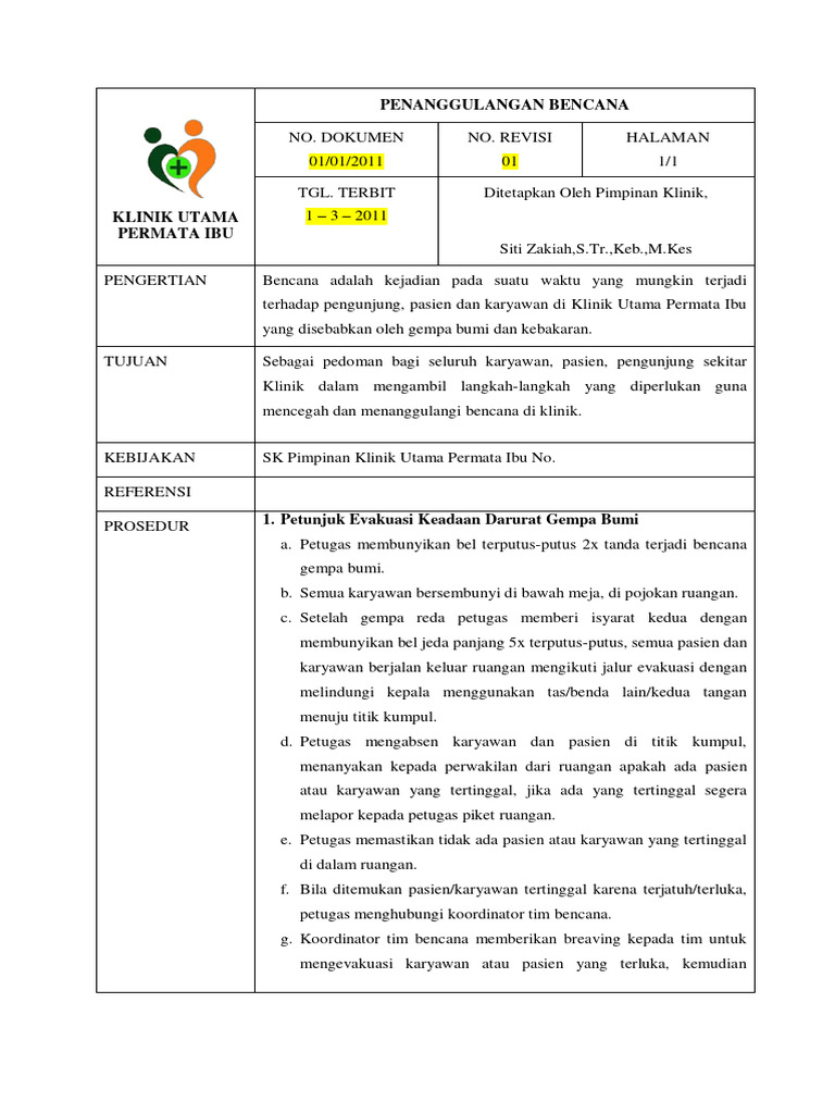 Sop Penanggulangan Bencana | PDF