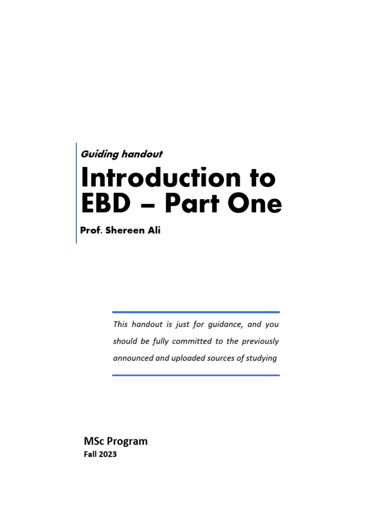 Introduction To EBD - Part I | PDF | Cohort Study | Randomized ...