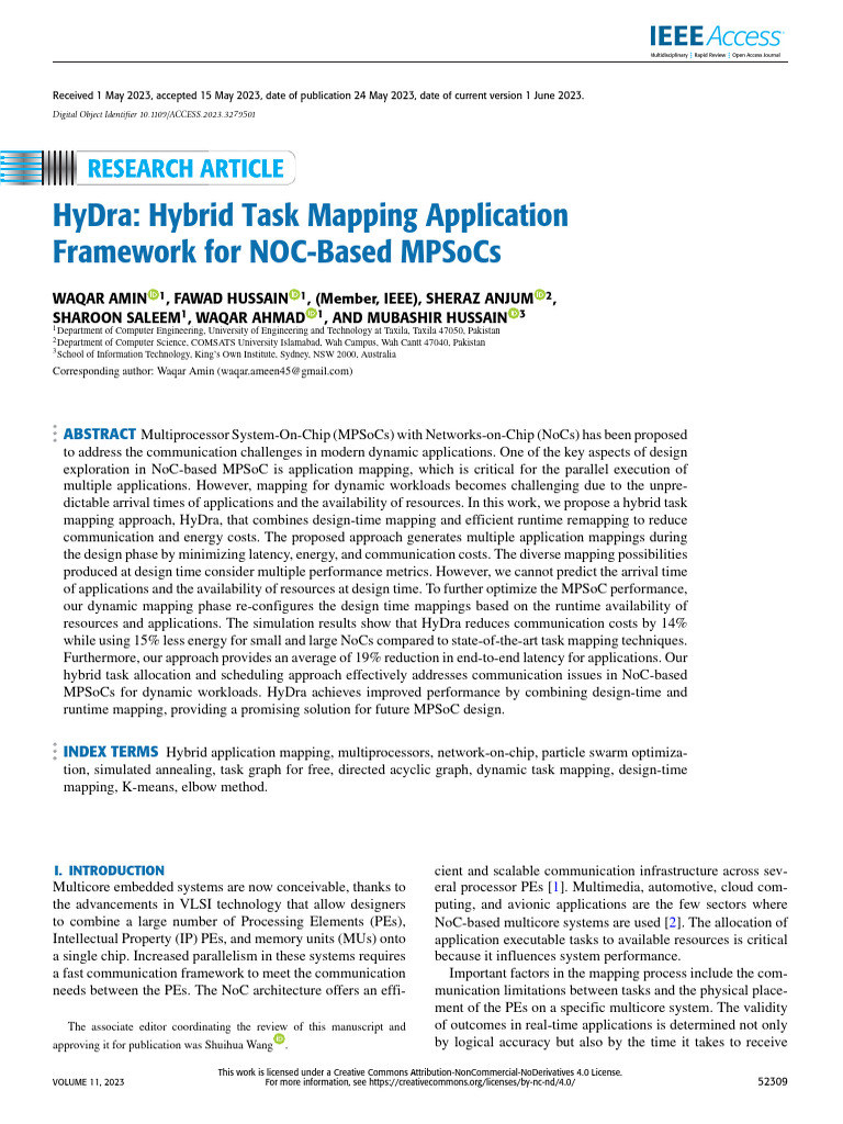 HyDra Hybrid Task Mapping Application Framework For NOC-Based MPSoCs-1-2-1 | PDF | System On A ...