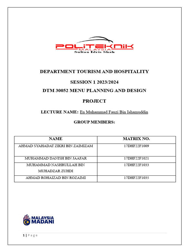 Project Menu Planning | PDF | Curry | Menu