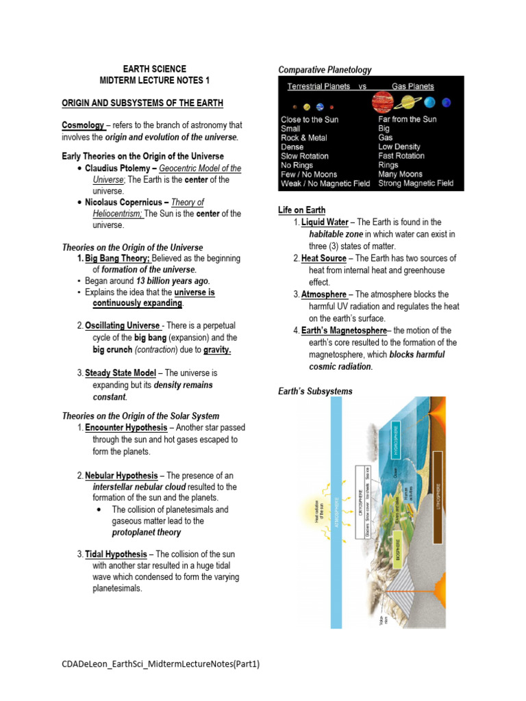 Earthsci Notes Pdf Minerals Rock Geology