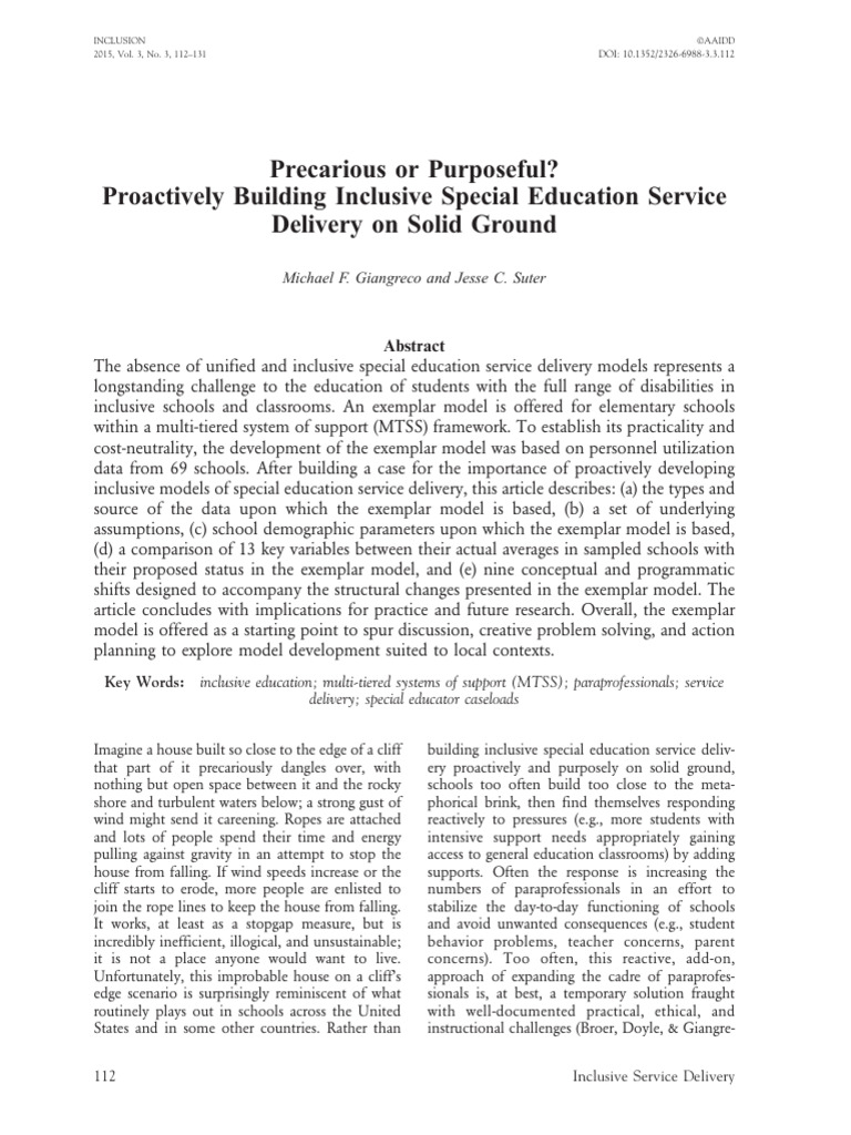 Precarious or Purposeful? Proactively Building Inclusive Special ...