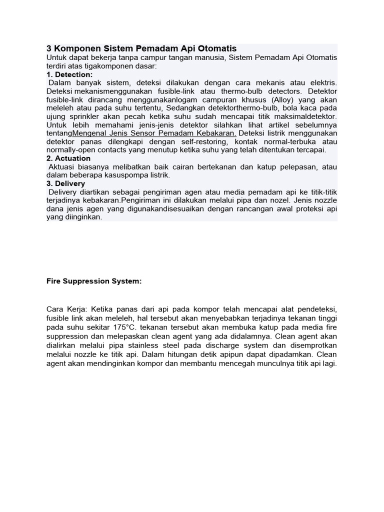 Komponen Sistem Pemadam Api Otomatis | PDF