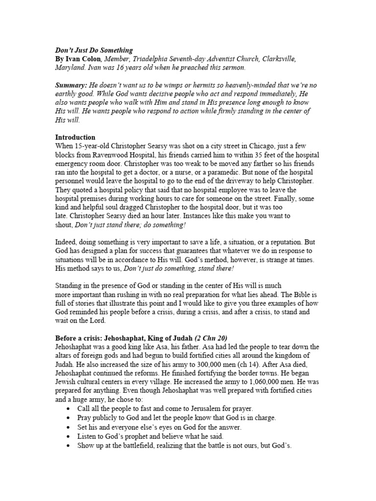 Don't Just Do Something | PDF | Elijah | Religious Belief And Doctrine