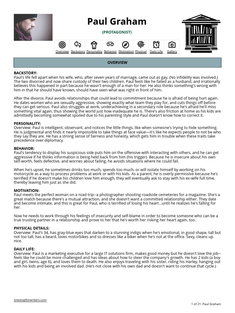 Character Profile Sample | PDF | Attitude (Psychology) | Intimate ...