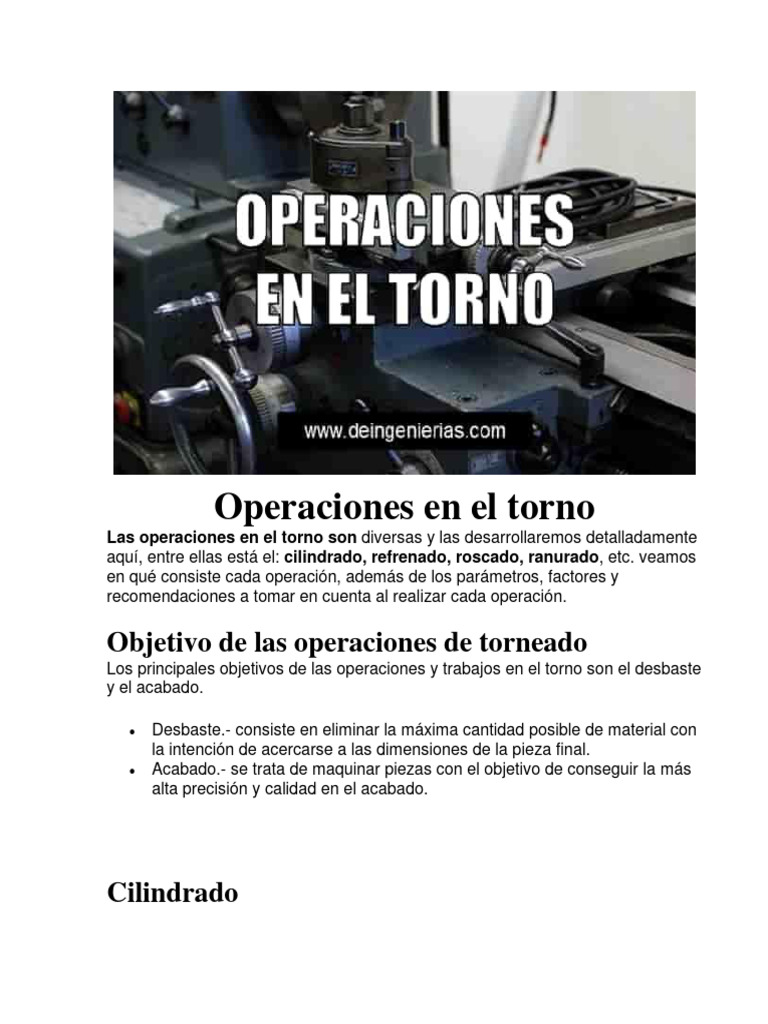 Operaciones en El Torno | PDF | Mecanizado | Herramientas