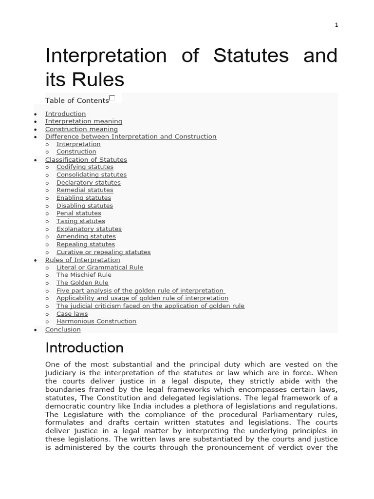 Interpretation of Statutes and Its Rules | PDF