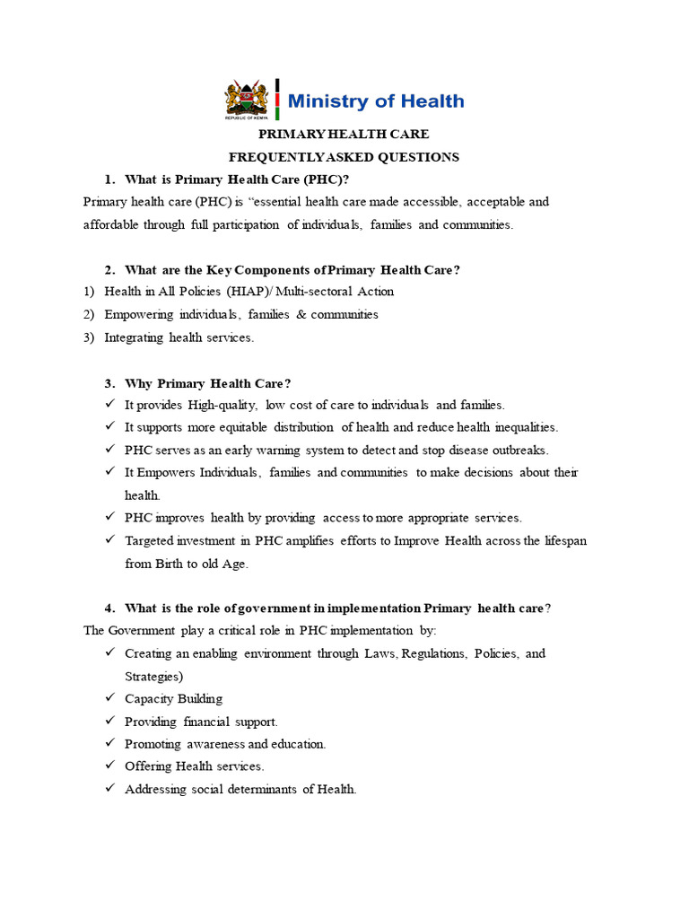 Primary Health Care Awareness Faqs - 4 | PDF | Health Care | Public Services