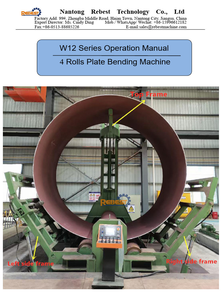 W12 Series Manual for 4-Roll Bending Machine | PDF | Sheet Metal | Switch