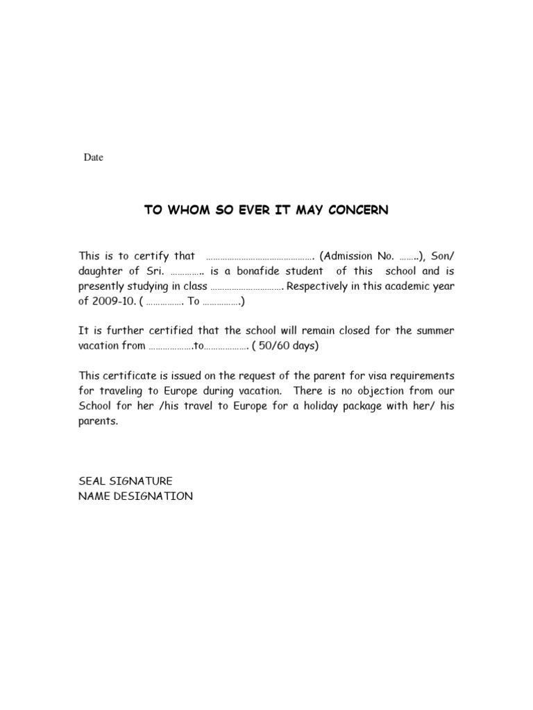 For STUDENTS - Leave Letter Format Mentioned Summer Vacation | PDF