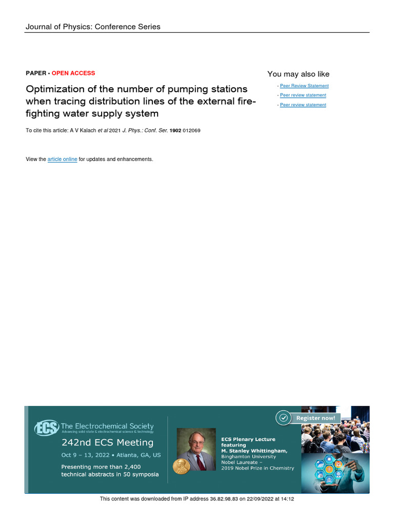 Optimization of The Number of Pumping Stations When Tracing ...