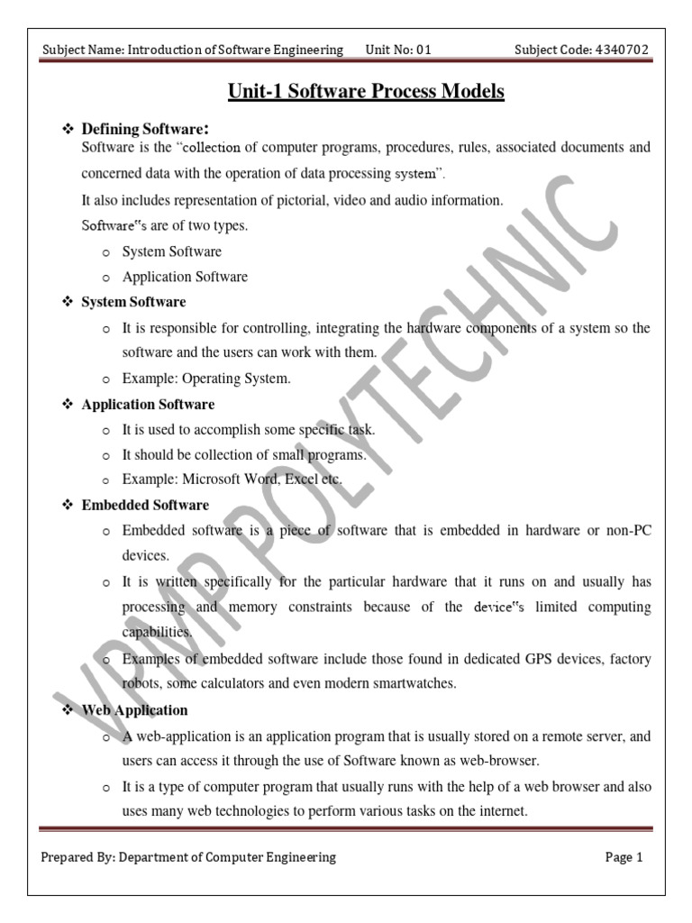 Unit 1 Software Process Models Updated | PDF