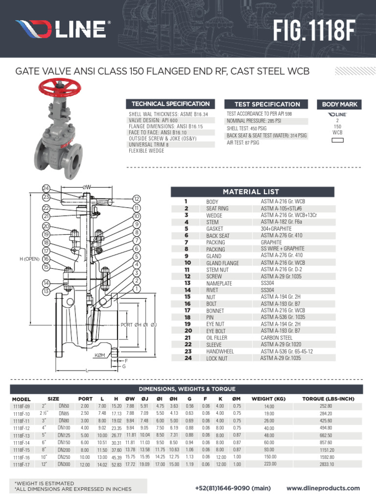 Gate Valve ANSI Class 150 WCB Specifications | PDF | Screw | Mechanical ...