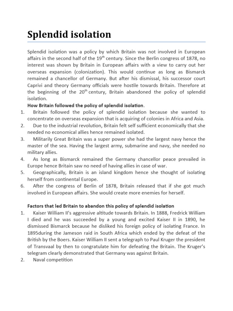 Splendid Isolation | PDF