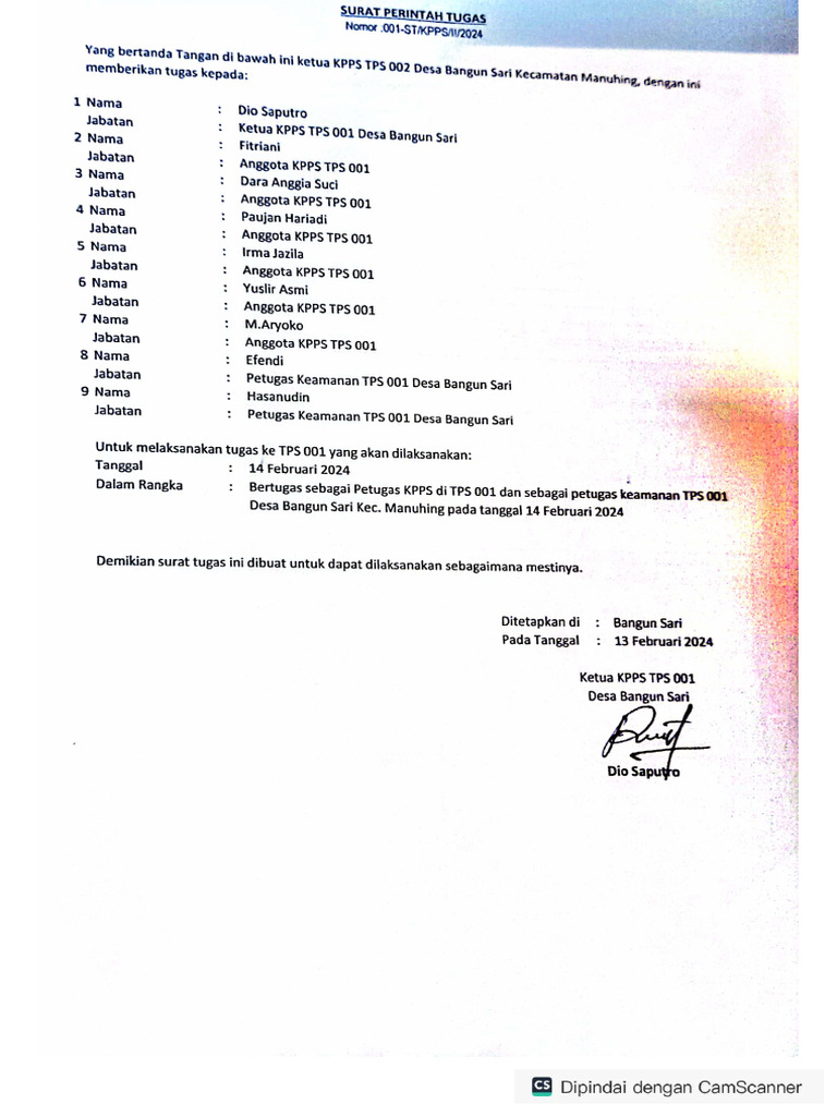 Contoh Surat Tugas Kpps | PDF