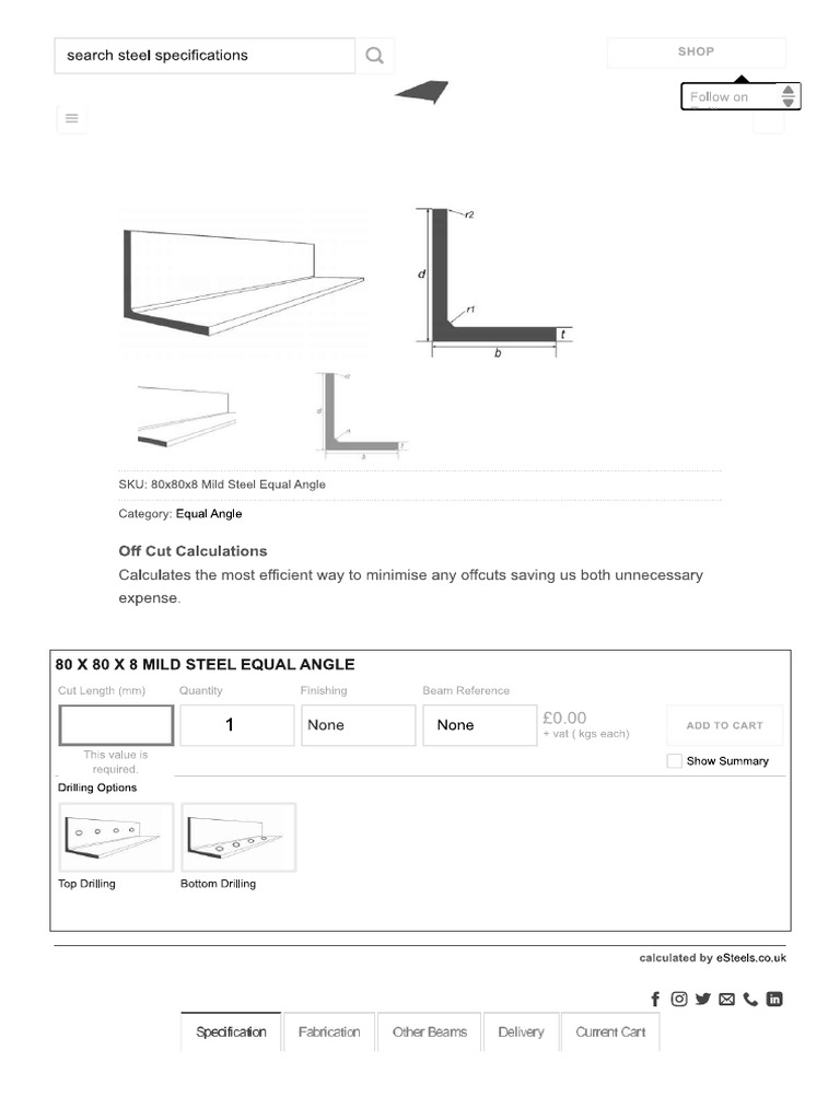 80 X 80 X 8 Mild Steel Equal Angle - St... Al Steel - Westcountry ...