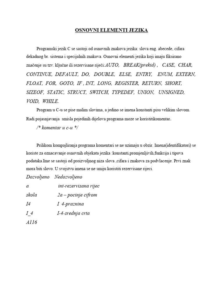 10 Osnovni Elementi Jezika | PDF