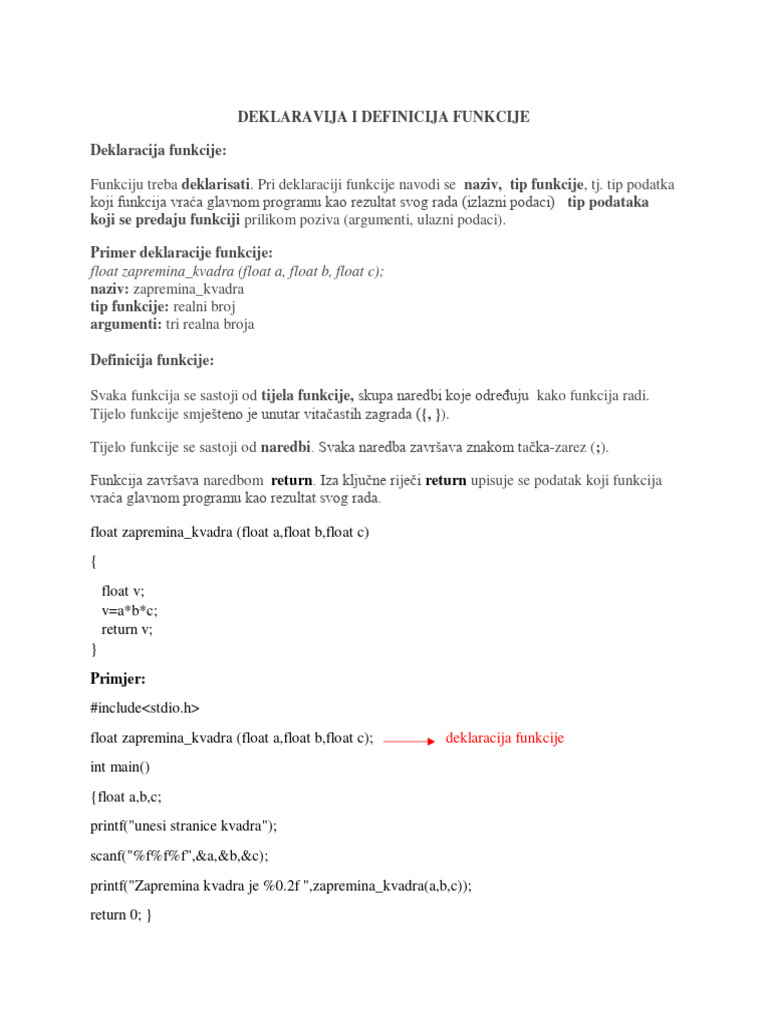 28 Deklaravija I Definicija Funkcije | PDF