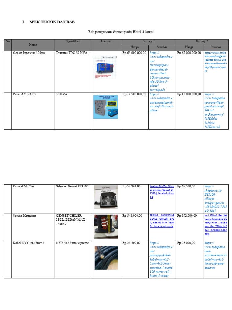 Spek Teknik Dan Rab - 101957 | PDF | Engine Technology | Internal Combustion Engine