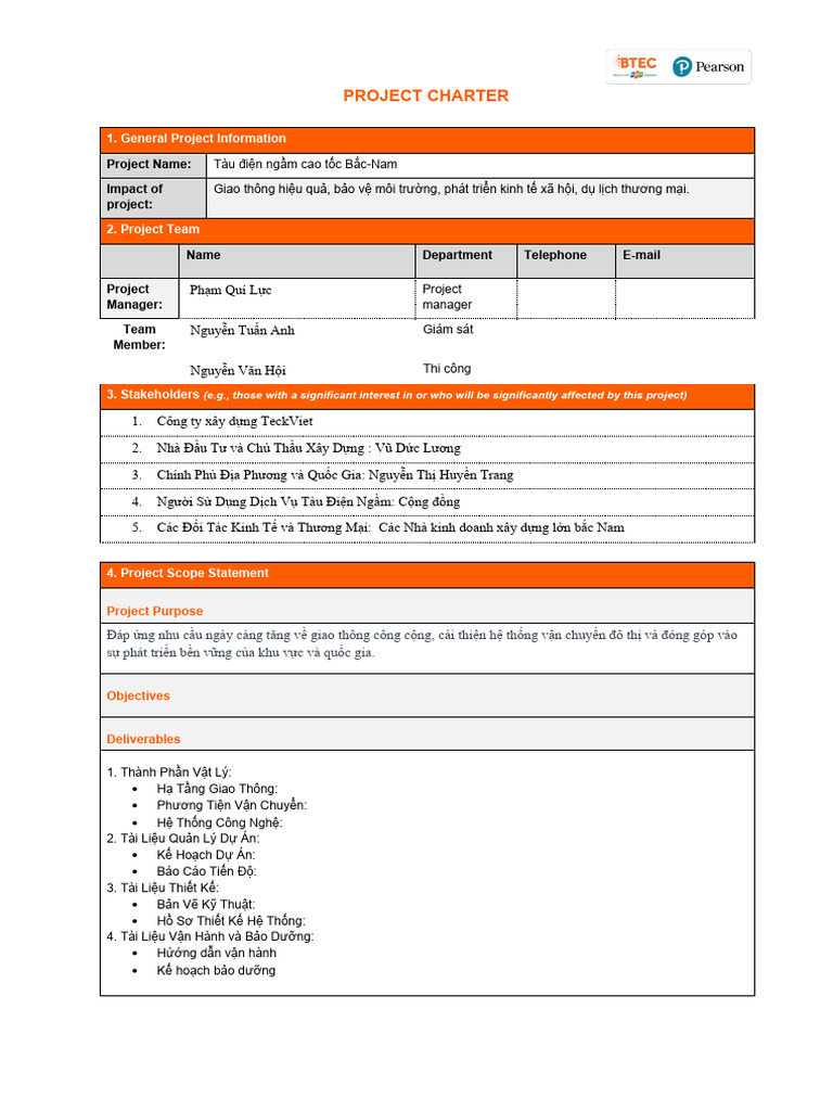 Project Charter Template | PDF