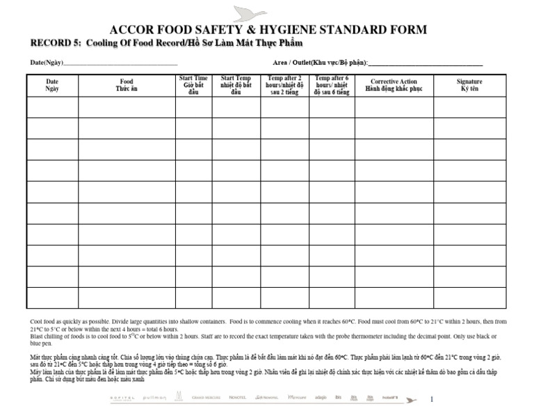 Record 5 - Cooling of Food Record | PDF