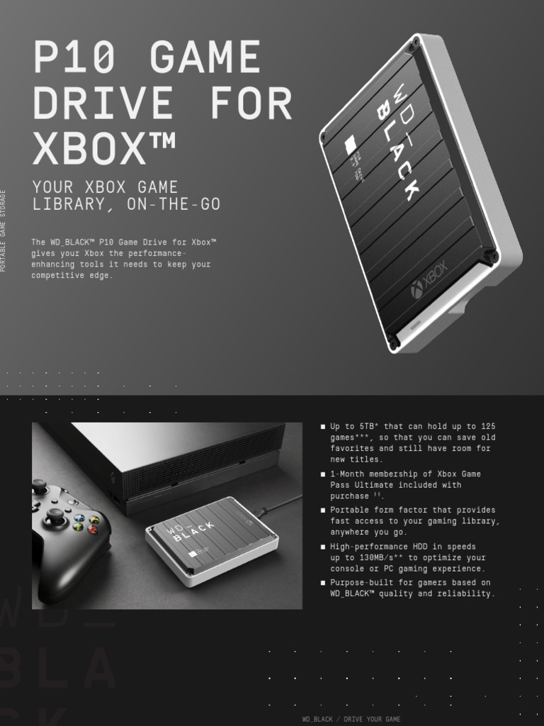 Data Sheet WD Black p10 Game Drive For Xbox Usb 3 2 HDD | PDF | Xbox ...