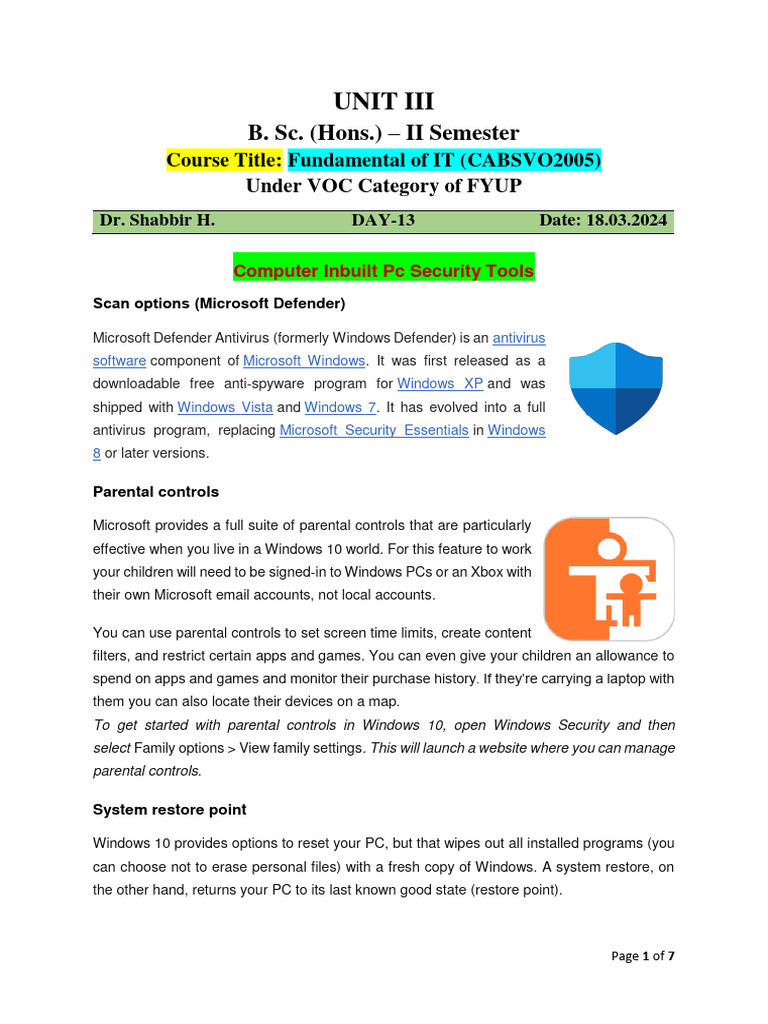 UNIT III - Day 13 18.03.2024 | PDF | Malware | Antivirus Software