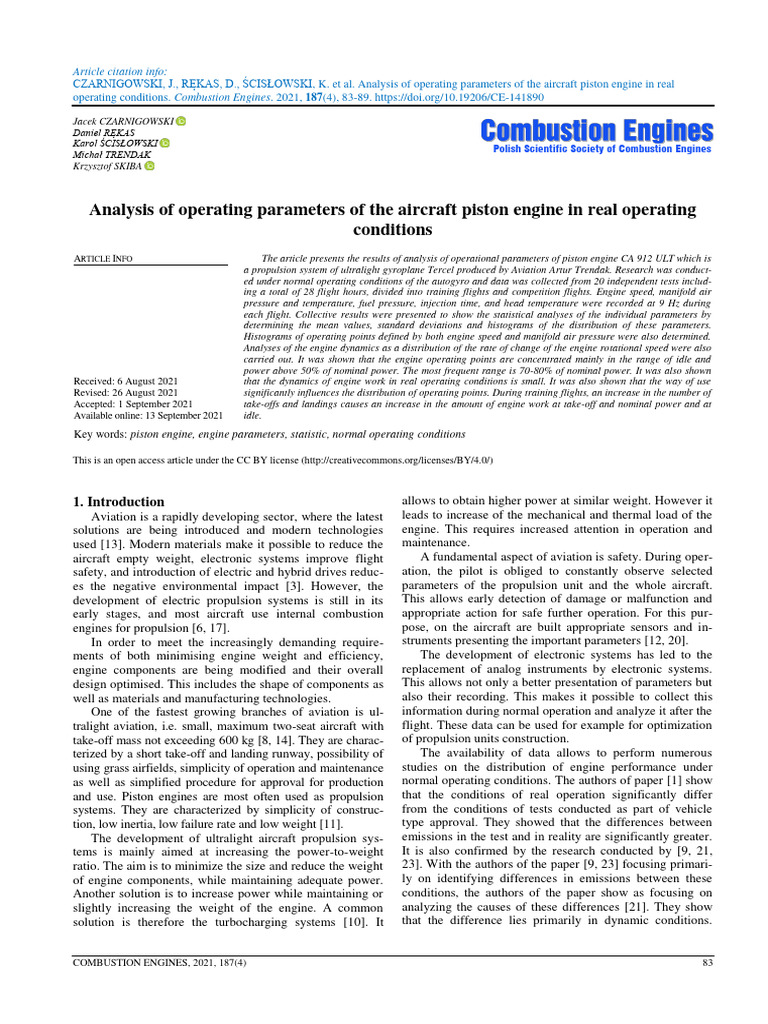 Analysis of Operating Parameters of | PDF | Engines | Internal ...
