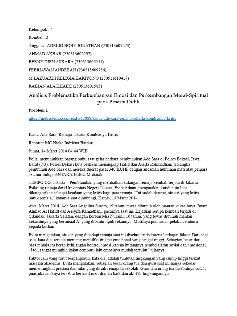 Analisis Pertemuan 7 - Kelompok (4) - Rombel (2) - 1 | PDF